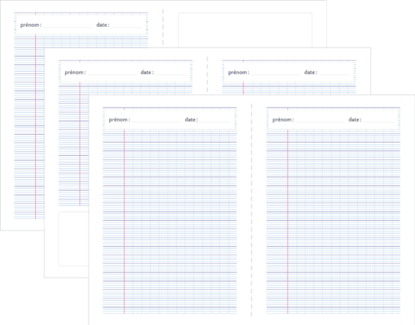 Feuilles avec lignage simple ou Seyes à imprimer CP - CE1 - IEF