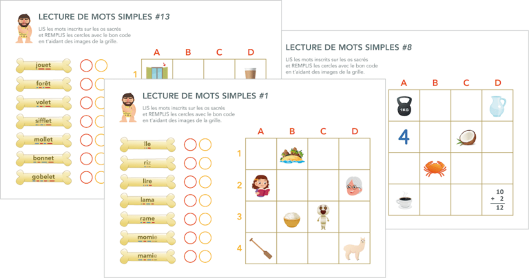Lecture de mots simples sans sauter ni inverser de lettres - GS - CP - IEF