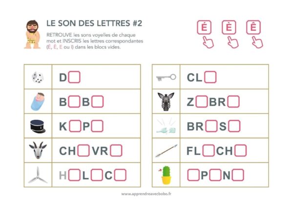 Son lettre E avec accent : découvrir le son des lettres É È Ê en vidéo