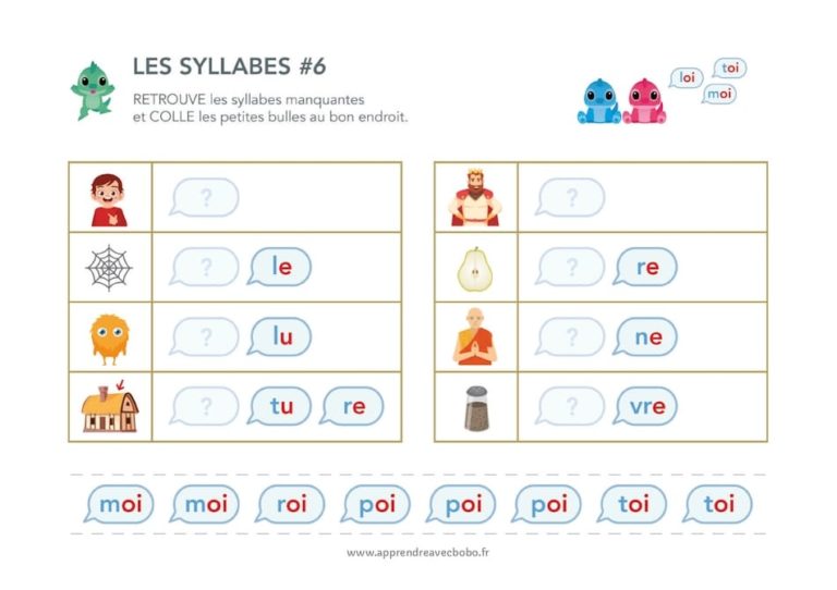 Syllabes graphème OI : vidéo et fiche d'activités à imprimer GS - CP - IEF