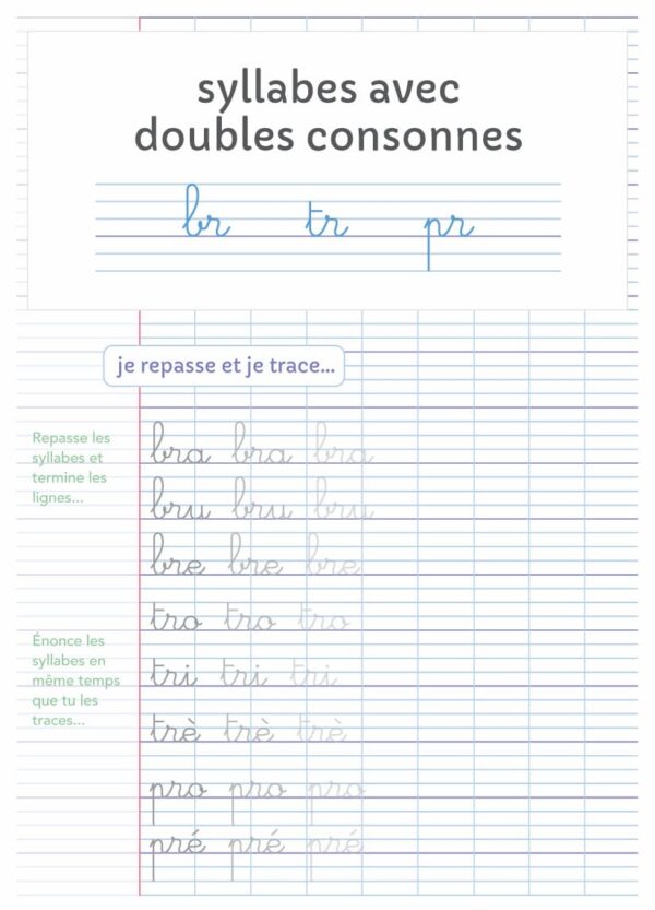 Cahier d'écriture : fiches d'écriture progressives prêtes à imprimer