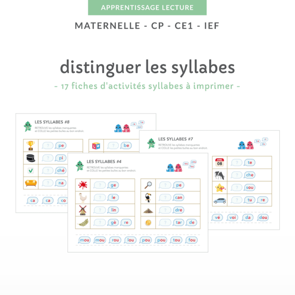 Fiches syllabes à imprimer : activités syllabes GS - CP - IEF