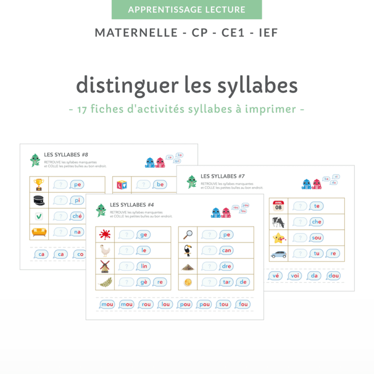 Fiches syllabes à imprimer : activités syllabes GS - CP - IEF