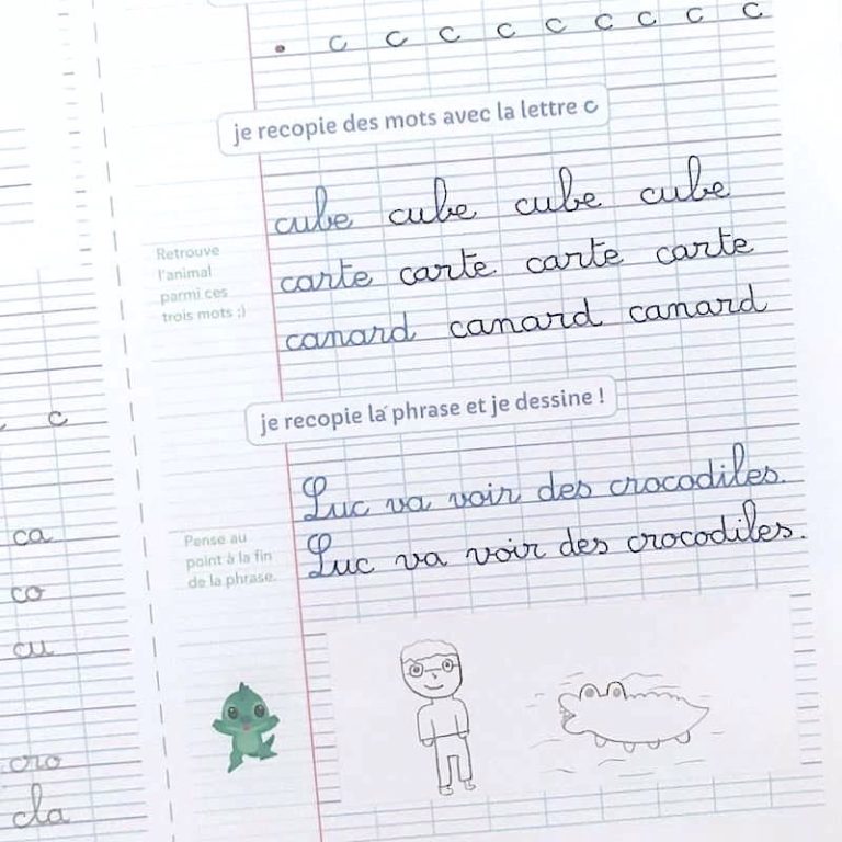 Fiches cahier écriture à imprimer : écriture fluide sans déformation