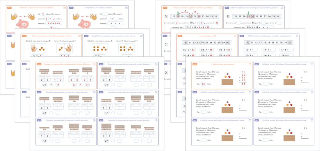 Numération et calcul CP : fiches à imprimer (programme complet)