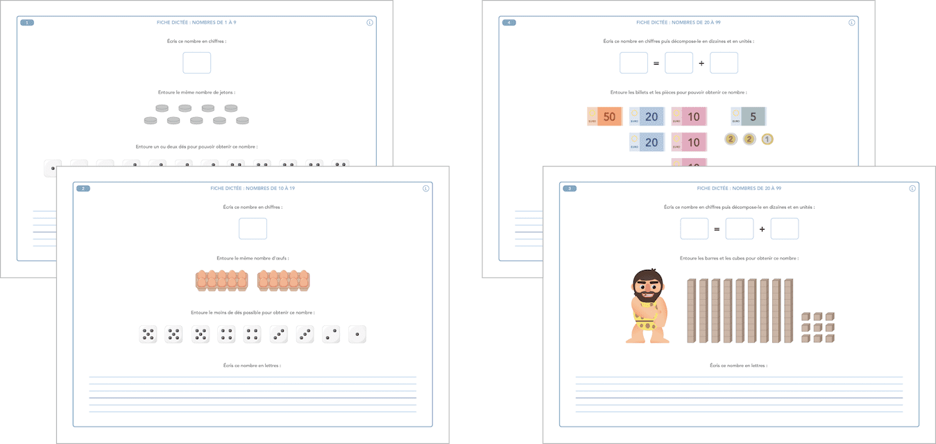 Numération et calcul CP : fiches à imprimer (programme complet)