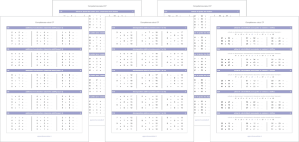 Fiches numération et calcul CP : programmation complète
