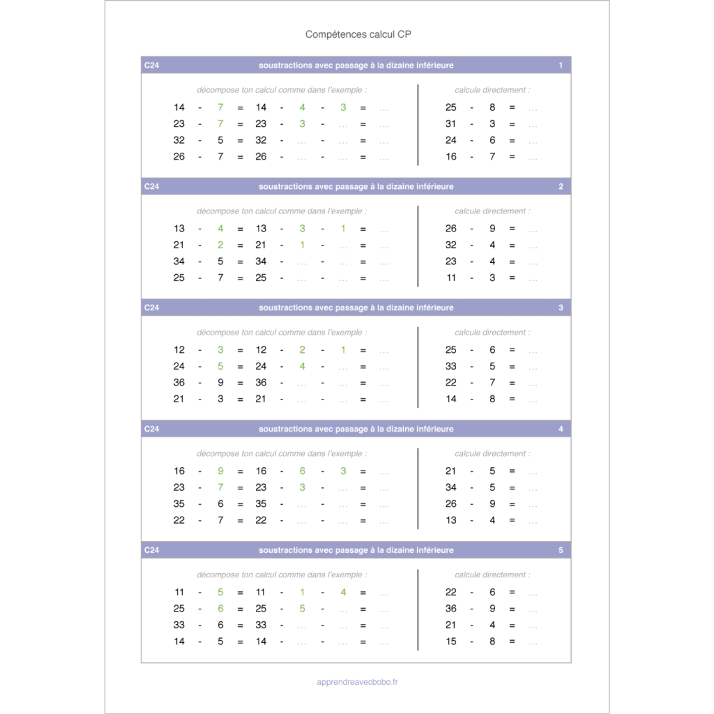 Fiches de calcul CP à imprimer pour devenir un as en calcul mental