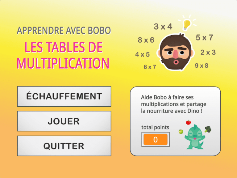 Tables de multiplication : jeu éducatif en ligne (PC et Mac)